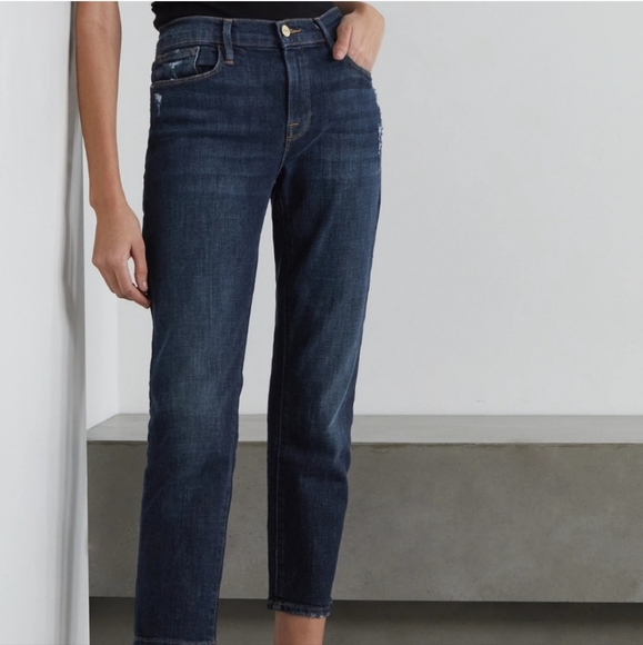 Frame Denim | Jeans | Frame Le Garcon Cropped Distressed Slim Boyfriend ...
